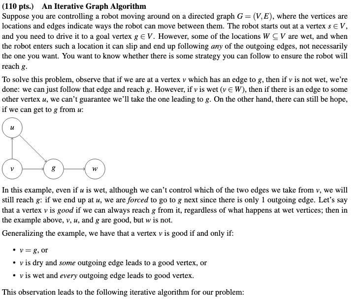 (110 pts.) An Iterative Graph Algorithm Suppose you | Chegg.com
