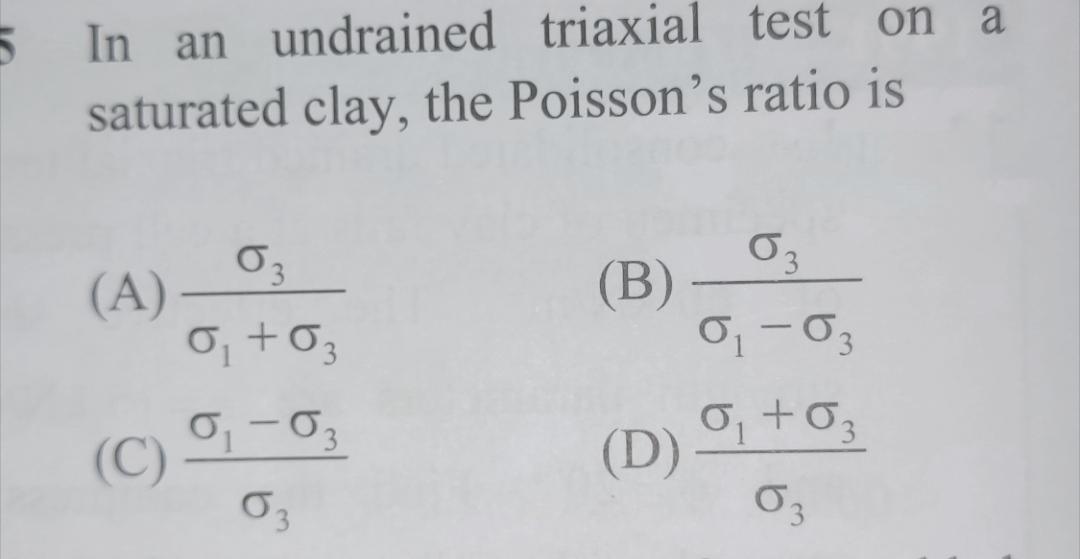 5 In an undrained triaxial test on a saturated clay, | Chegg.com