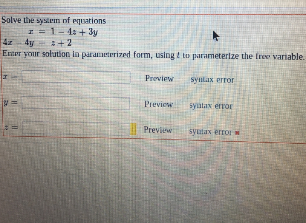 Solved Solve the system of equations Enter your solution in | Chegg.com