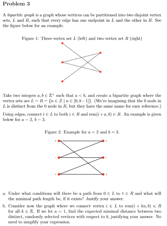 Solved Problem 3 A bipartite graph is a graph whose vertices | Chegg.com