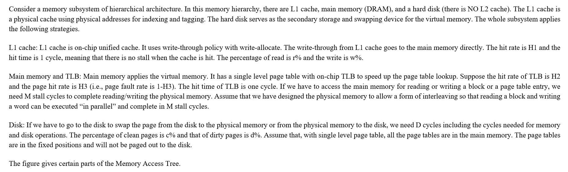 Consider a memory subsystem of hierarchical | Chegg.com
