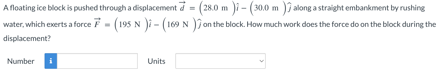 Solved A floating ice block is pushed through a displacement | Chegg.com