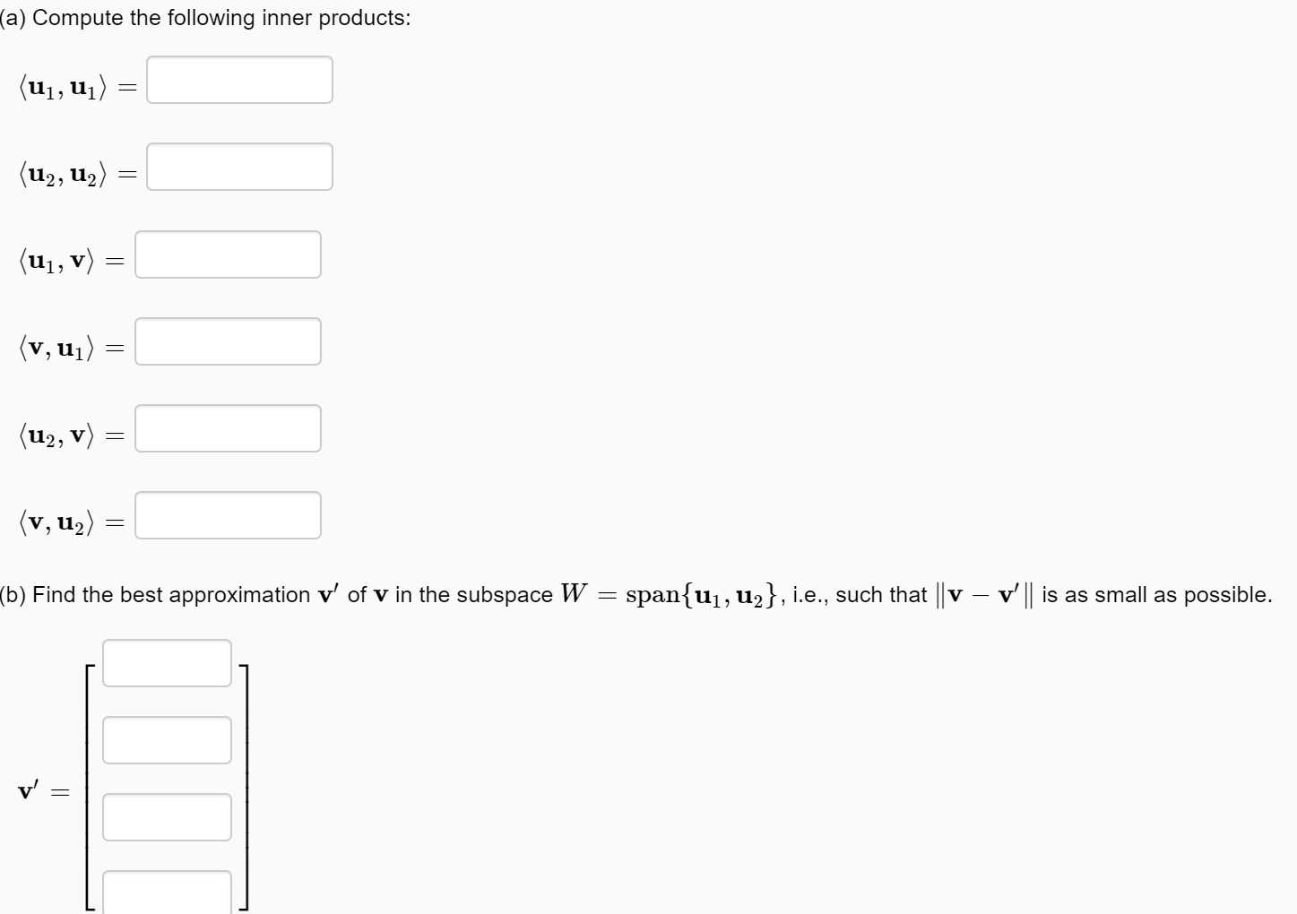 Solved (1 point) Consider C4 with the usual inner product, | Chegg.com