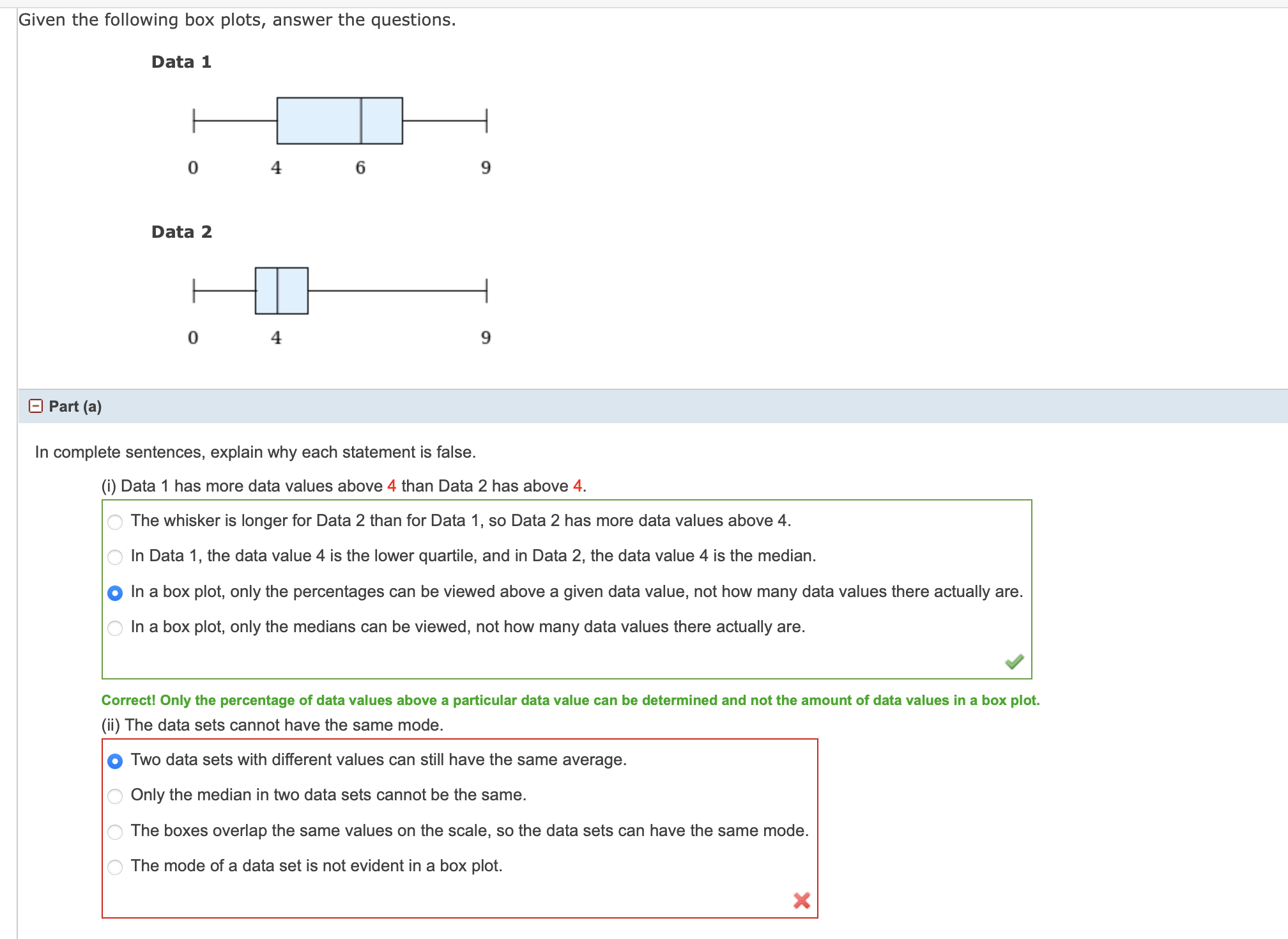 Solved Given the following box plots, answer the | Chegg.com