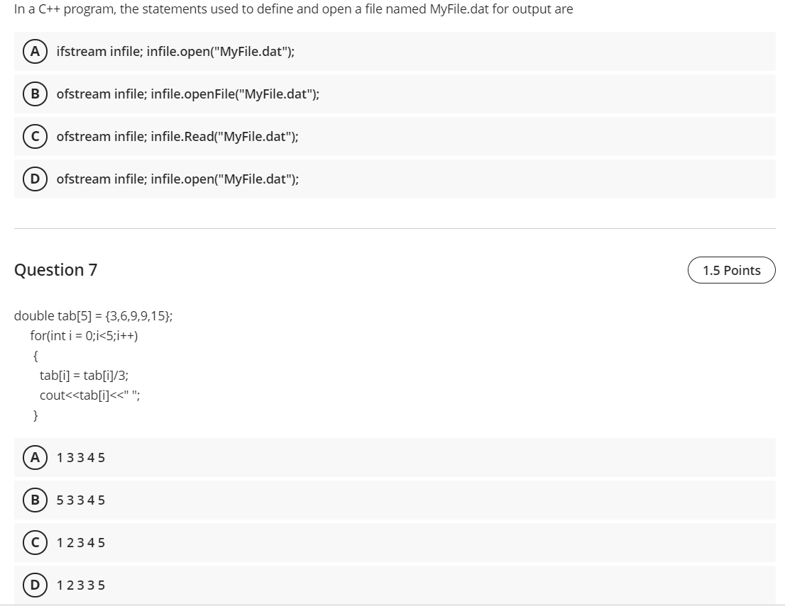 Solved In a C++ program, the statements used to define and | Chegg.com