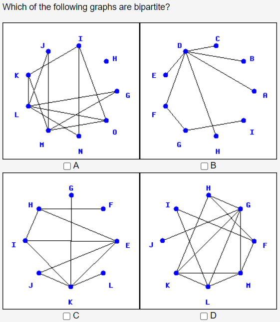 Solved Which of the following graphs are bipartite? | Chegg.com