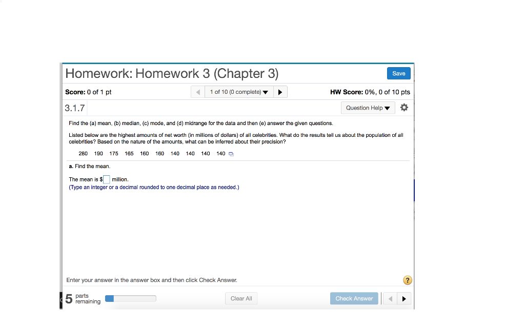 Solved Homework Homework 3 Chapter 3 Save Score 0 Of 1