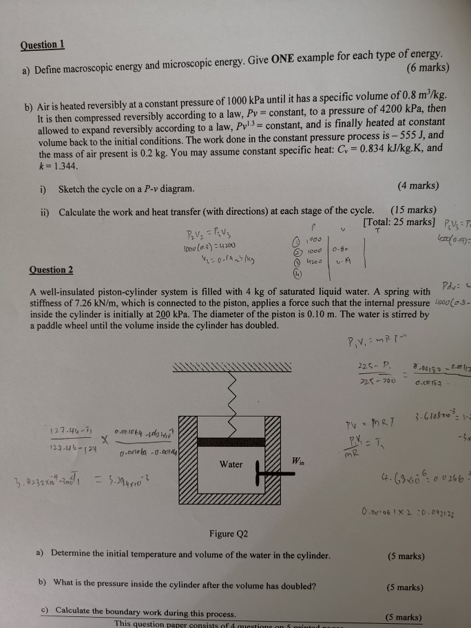 Solved Question 1 a) Define macroscopic energy and | Chegg.com