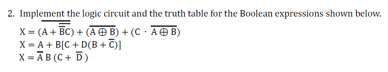 Solved 2. Implement the logic circuit and the truth table | Chegg.com