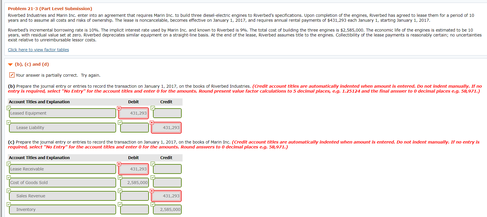 Solved Problem 21-3 (Part Level Submission) Riverbed | Chegg.com