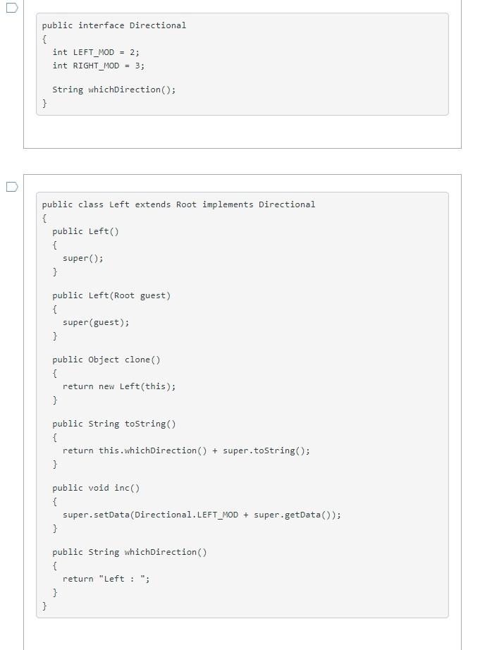 Solved public abstract class Root { private double data; | Chegg.com
