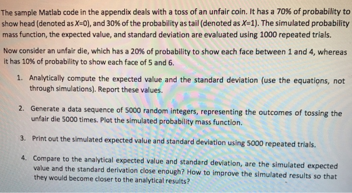 Solved The sample Matlab code in the appendix deals with a | Chegg.com