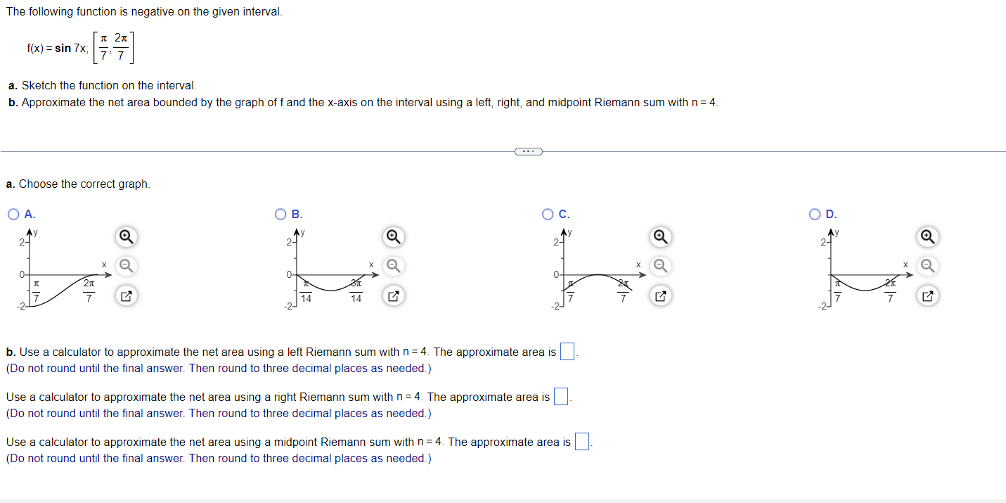 Solved The following function is negative on the given | Chegg.com