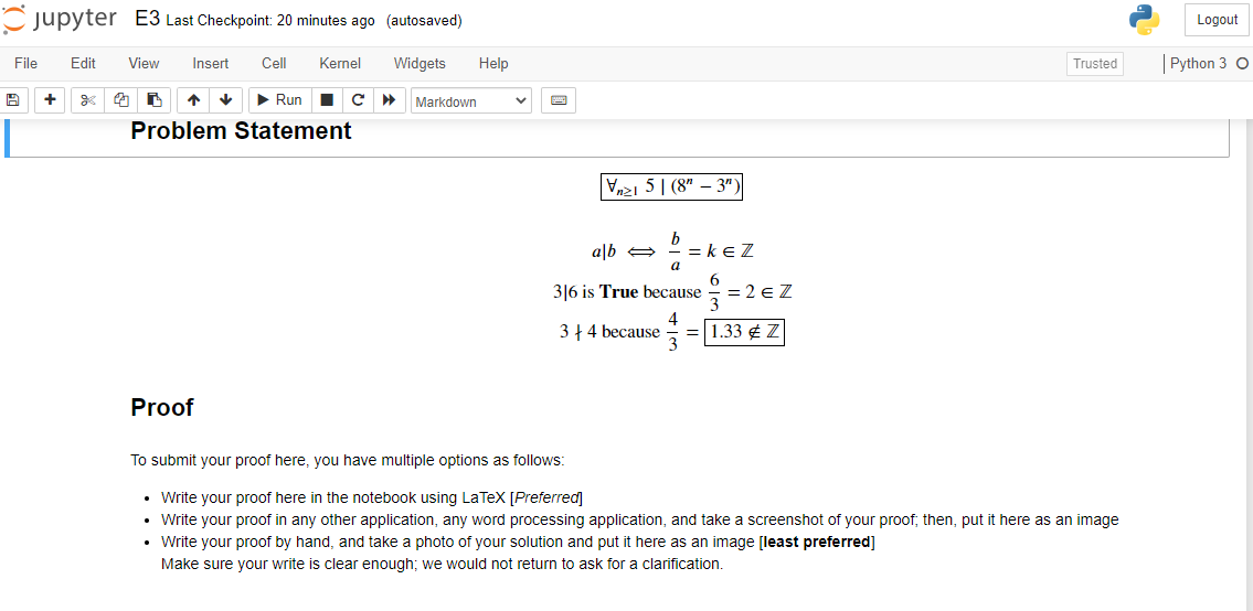 Solved Jupyter E3 Last Checkpoint: 20 minutes ago | Chegg.com