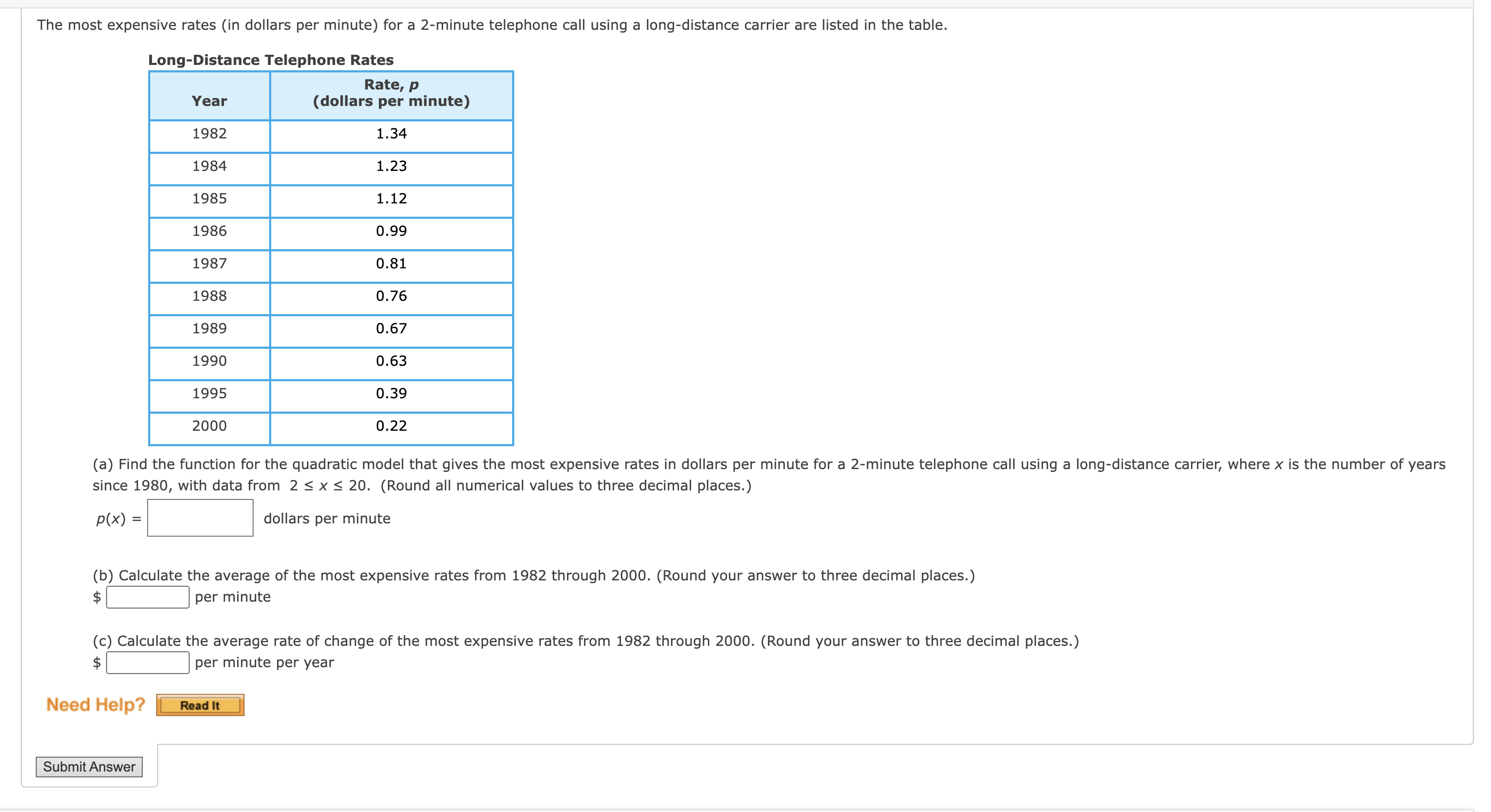 Solved The most expensive rates (in dollars per minute) for | Chegg.com