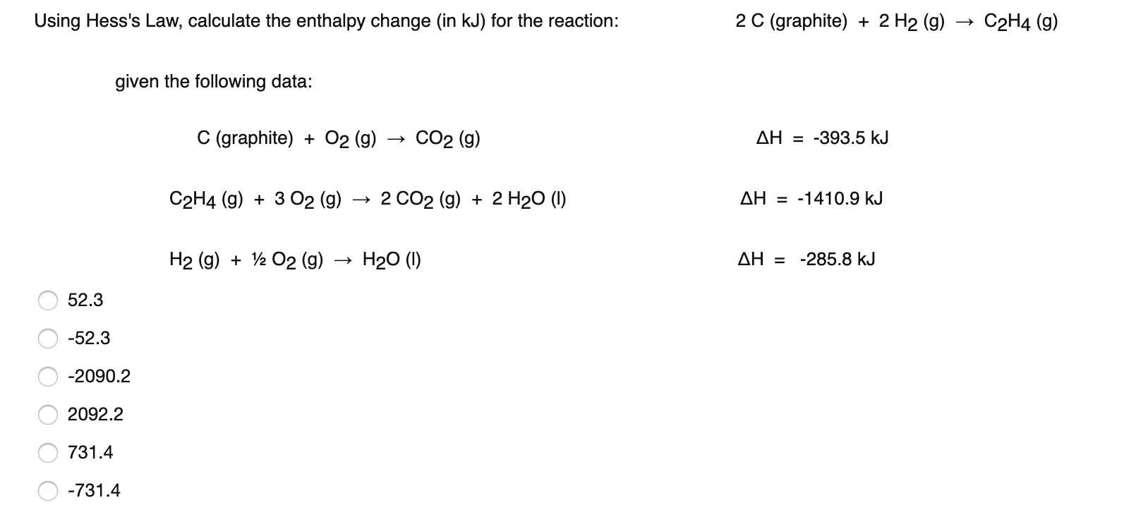 Solved Using Hess's Law, calculate the enthalpy change (in | Chegg.com