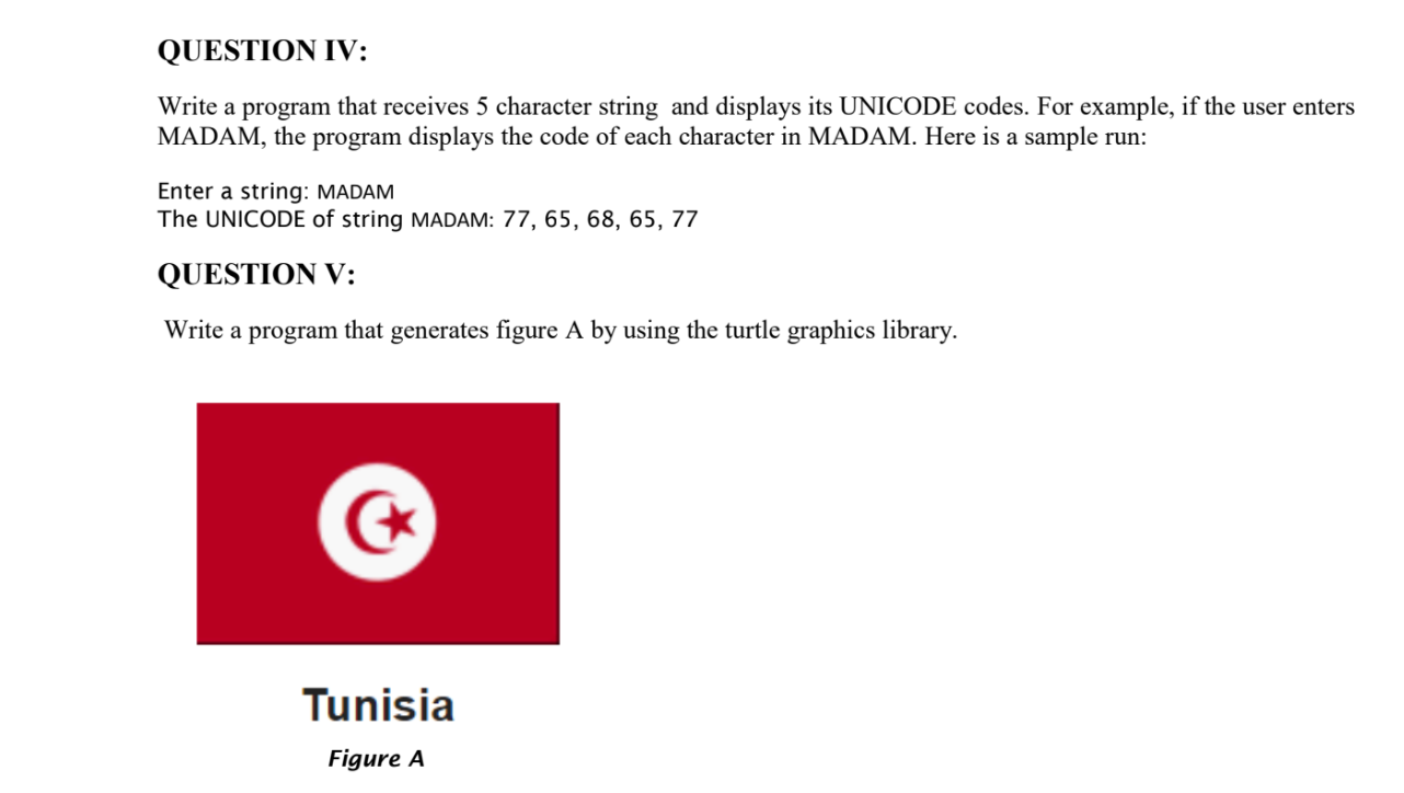 Solved QUESTION IV: Write a program that receives 5 | Chegg.com