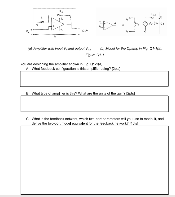 Solved (a) Amplifier with input Vin and output Vout (b) | Chegg.com