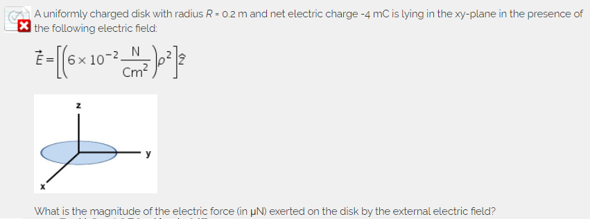 Solved A uniformly charged disk with radius R = 0.2 m and | Chegg.com