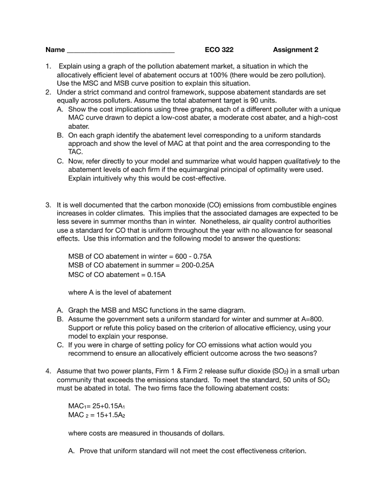 Solved Name ECO 322 Assignment 2 1. Explain using a graph of | Chegg.com