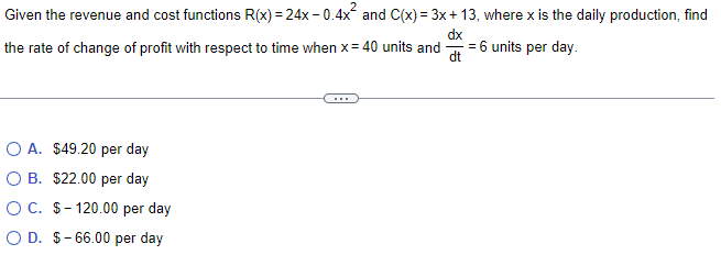 Solved Given the revenue and cost functions R(x)=24x−0.4x2 | Chegg.com
