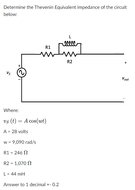 Solved Determine the Thevenin Equivalent impedance of ﻿the | Chegg.com