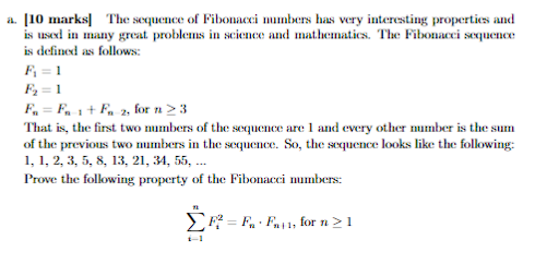 Solved [10 marks] The sequence of Fibonaci numbers has very | Chegg.com