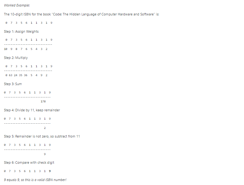 Solved Part 2: ISBN Identifiers Introduction An | Chegg.com