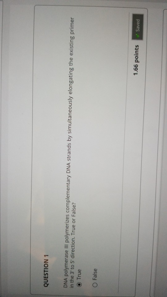Solved QUESTION 1 DNA polymerase III polymerizes | Chegg.com