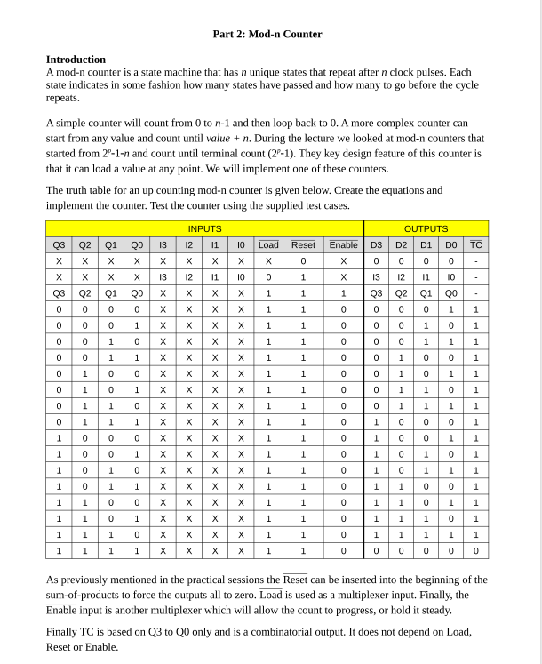Solved Part 2: Mod-n Counter Introduction A mod-n counter is | Chegg.com
