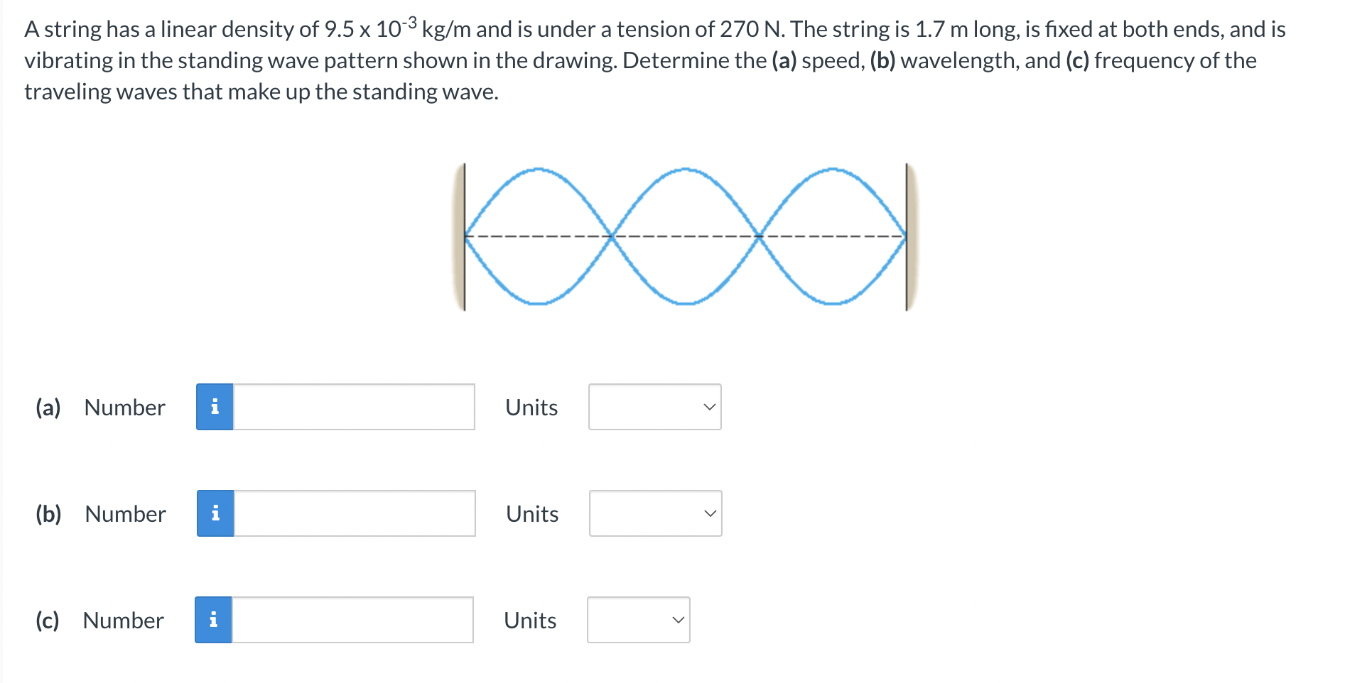 Solved A string has a linear density of 9.5×10−3 kg/m and is | Chegg.com