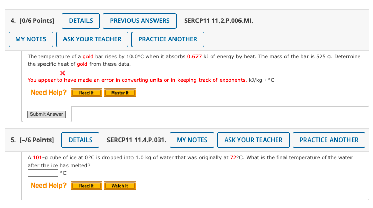 Solved 4. [0/6 Points] DETAILS PREVIOUS ANSWERS SERCP11 | Chegg.com