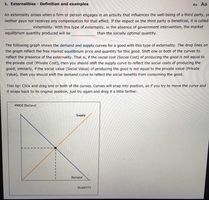 Solved 1. Externalities Definition and examples Aa Aa An | Chegg.com