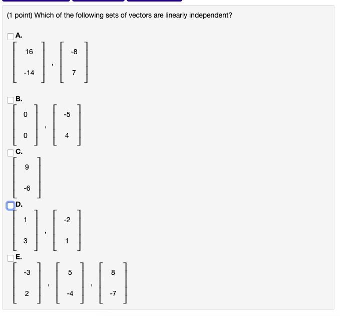 Solved Ch4.2 Linear Combinations and Linear Indep Problem 4 | Chegg.com