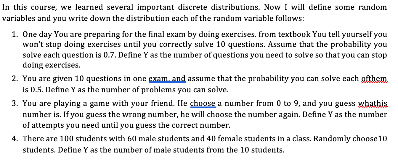 Solved In this course, we learned several important discrete | Chegg.com