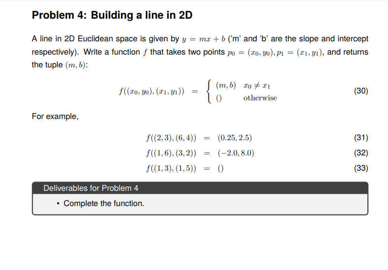 Solved A line in 2D Euclidean space is given by y=mx+b ('m' | Chegg.com