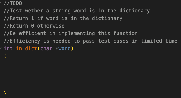 Solved Please define in_dict function using C and please do | Chegg.com