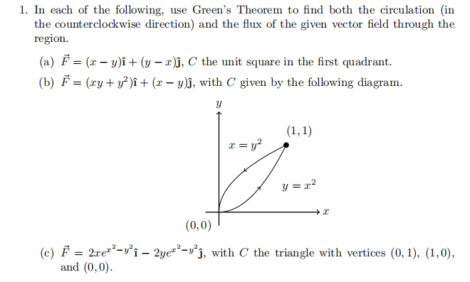 Solved 1. In each of the following, use Green's Theorem to | Chegg.com