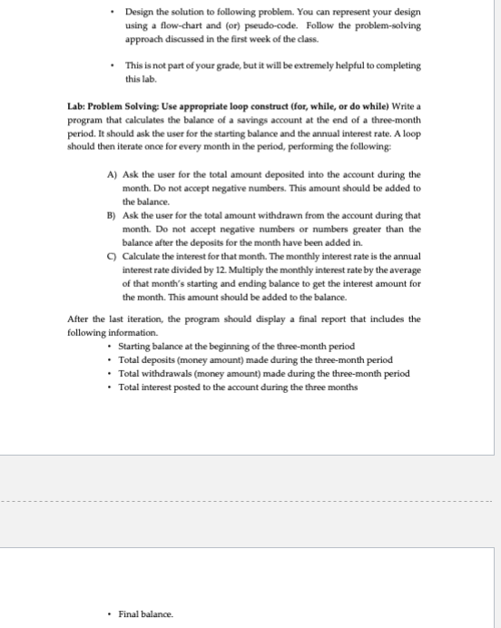 Solved Design the solution to following problem. You can | Chegg.com