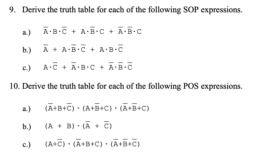 Solved 9. Derive the truth table for each of the following | Chegg.com