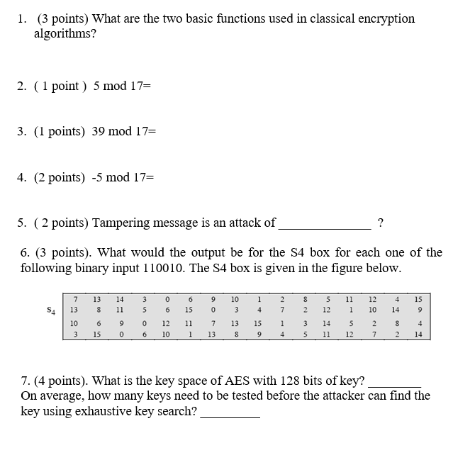 Solved (3 points) What are the two basic functions used in | Chegg.com