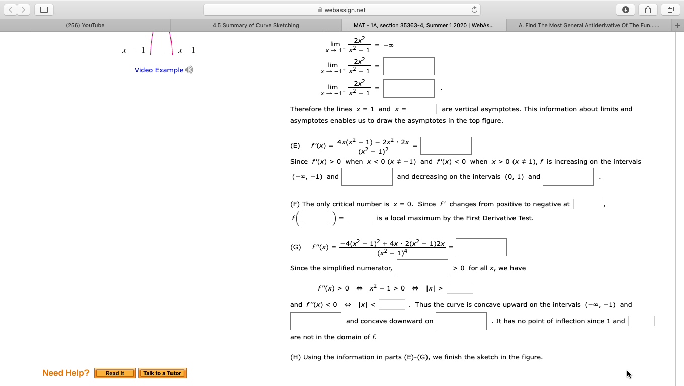 Solved: Webassign.net G (256) YouTube 4.5 Summary Of Curve... | Chegg.com