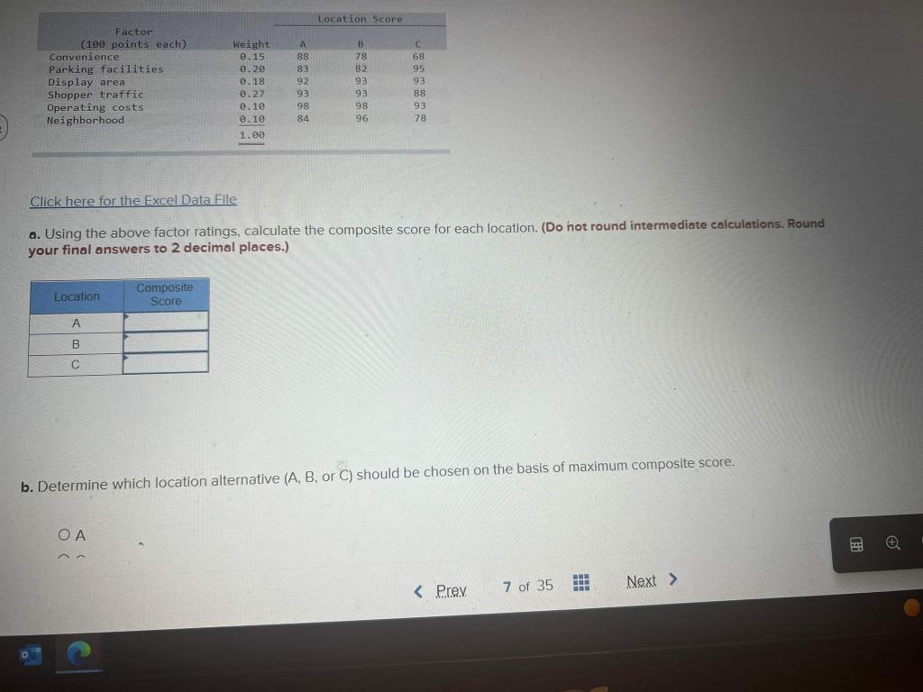 Solved Click here for the Excel Data Flle a. Using the above | Chegg.com