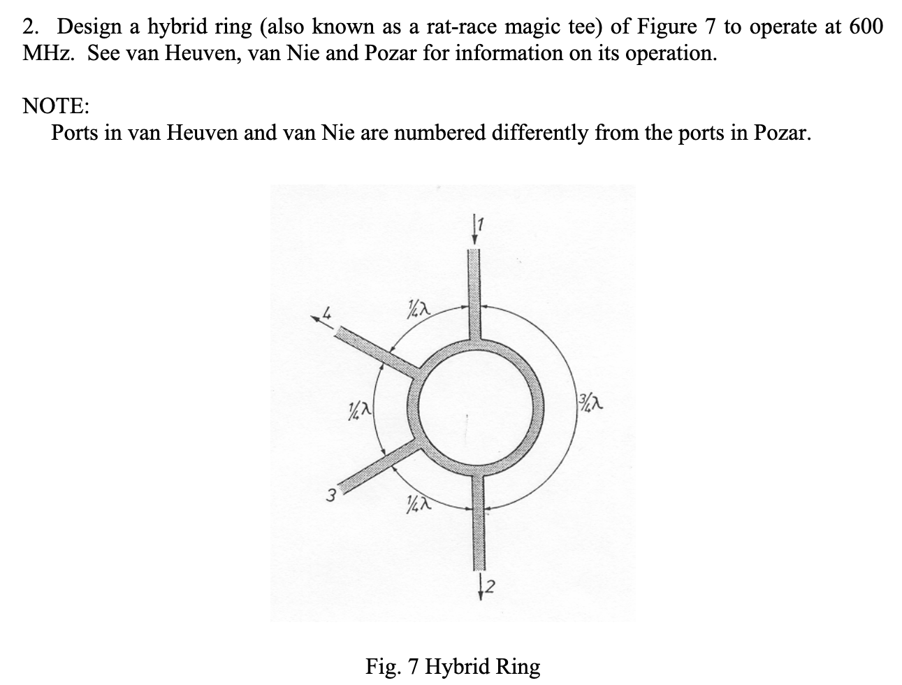 2. Design a hybrid ring (also known as a rat-race | Chegg.com