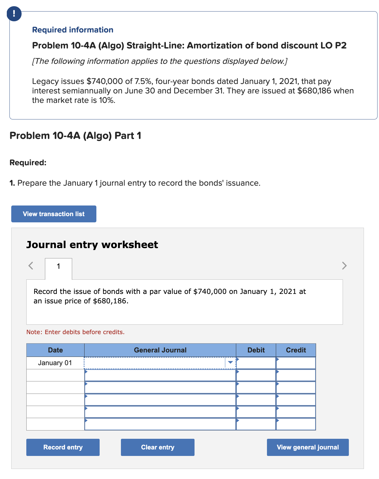 Solved Required information Problem 10-4A (Algo) | Chegg.com