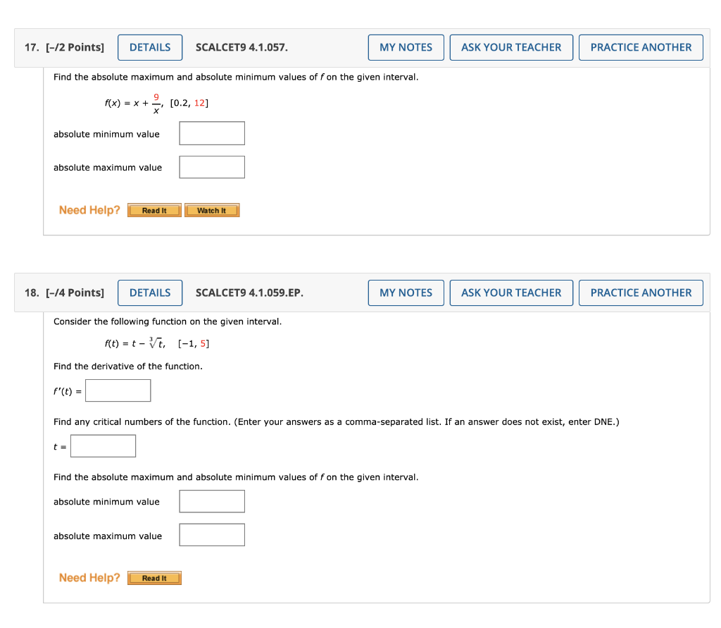 Solved 13. [-/1 Points] DETAILS SCALCET9 4.1.038. MY NOTES | Chegg.com