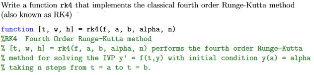 Solved Write A Function Rk4 That Implements The Classical