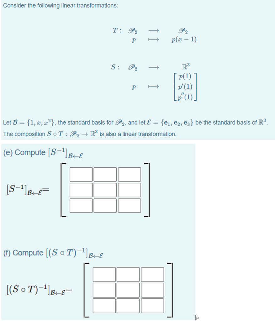 Solved Consider the following linear transformations: T: P2 | Chegg.com