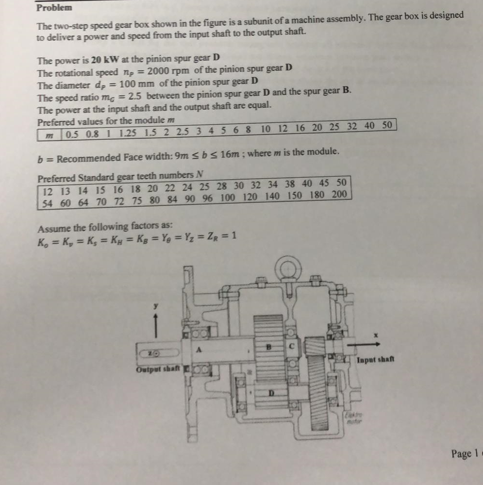 Solved Problem The two-step speed gear box shown in the | Chegg.com