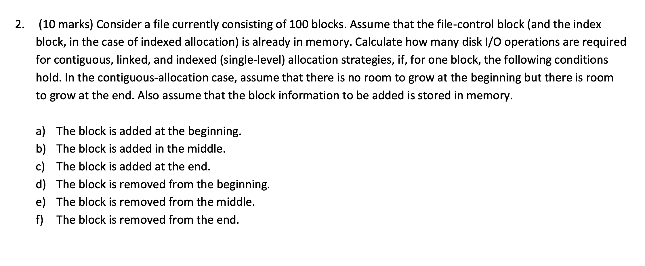 Solved 2 10 Marks Consider A File Currently Consisting Of 
